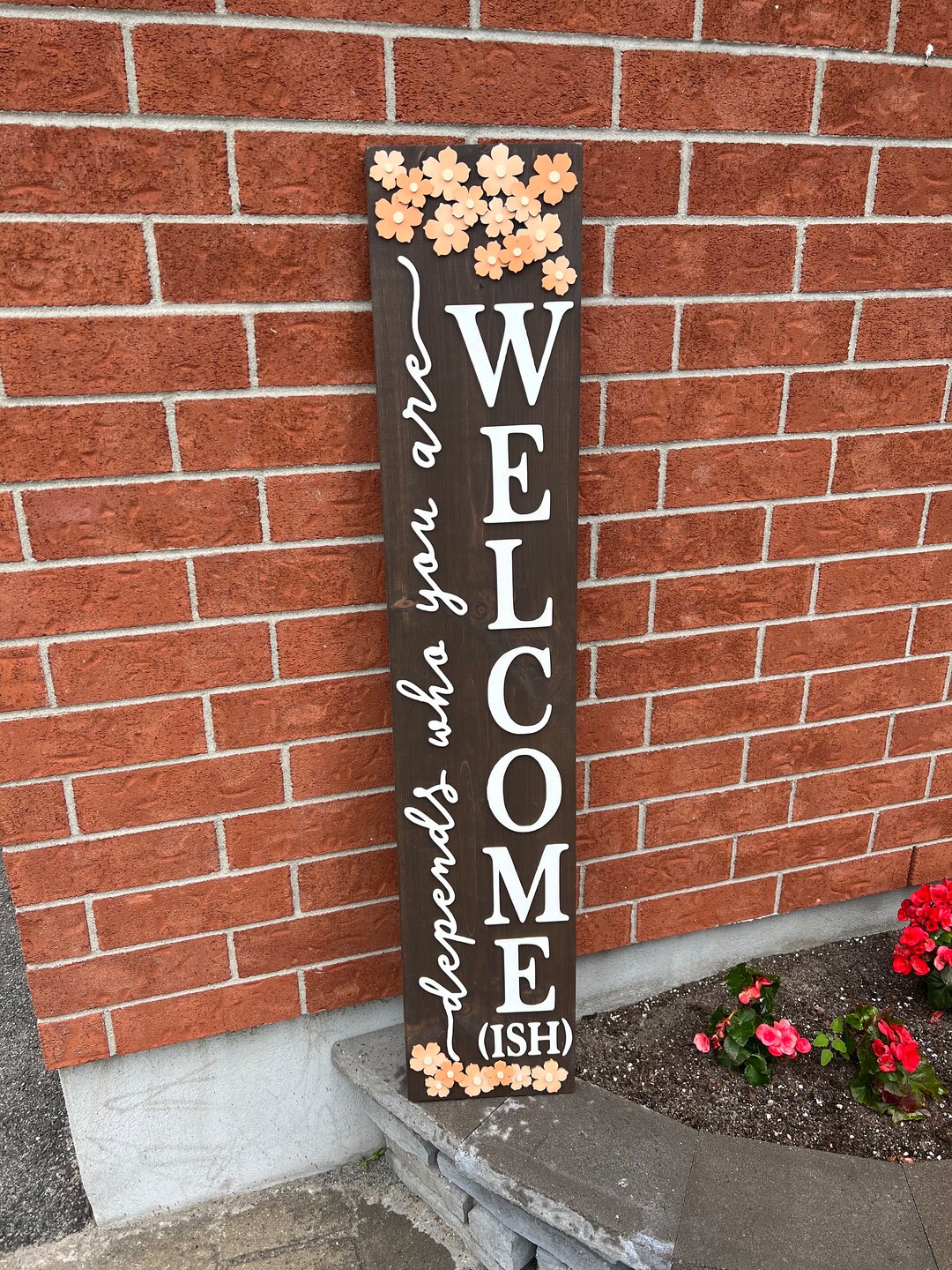 3D Welcome-ish Depends Who You SIGN for Front Door With Floral - Etsy