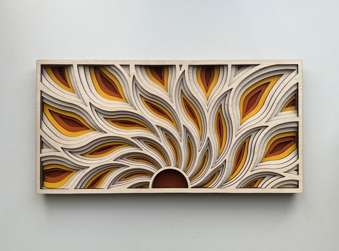 Wood Mandala Sunrise, Laser Cut Sunrise, Multi-layered Sunrise, 6 Layer ...