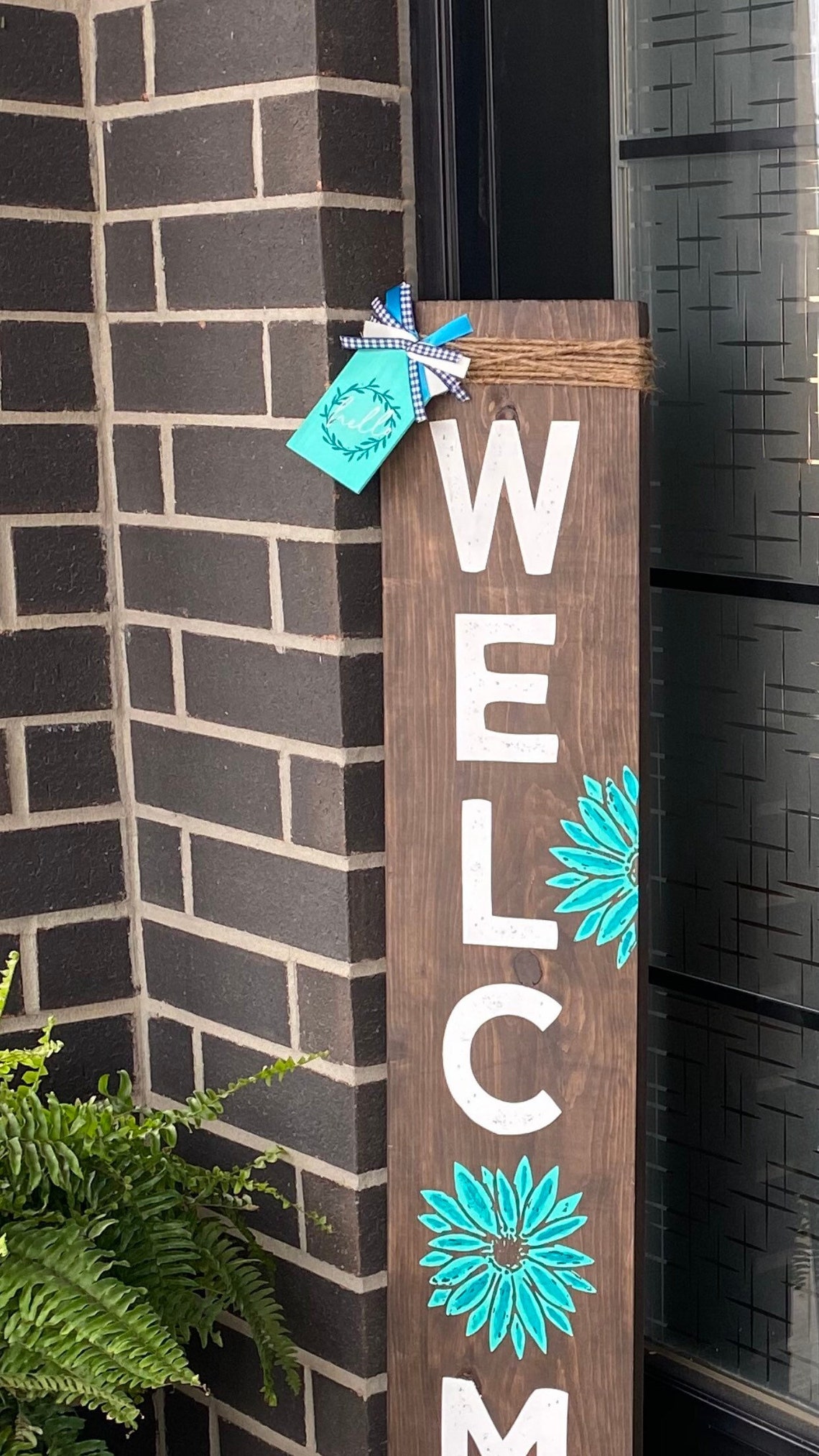WELCOME SIGN With Teal Flowers Teal Welcome Sign Outdoor - Etsy