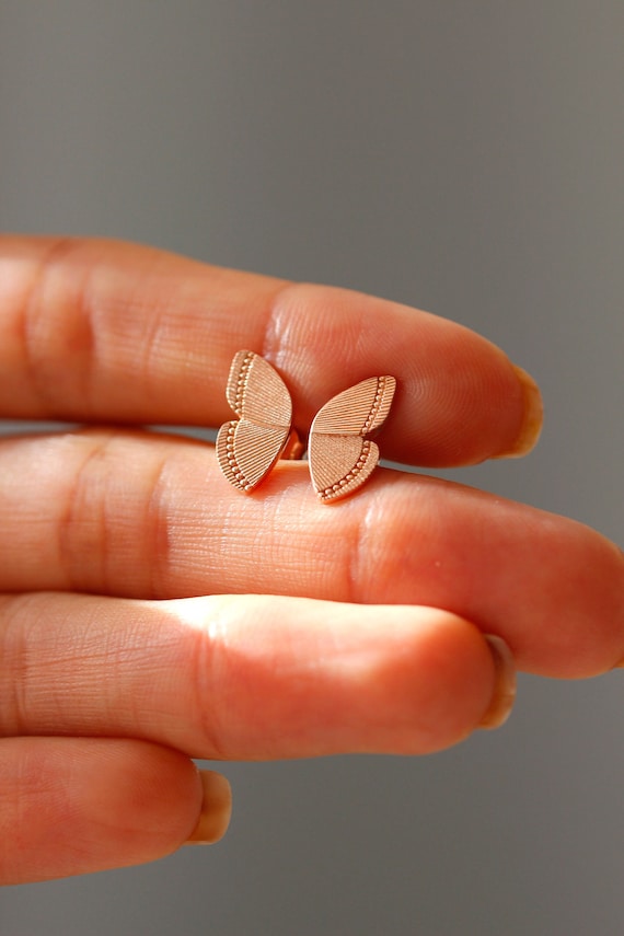 Butterfly Wing Earrings Silver Half Wing Butterfly Stud Earring Butterfly Stud Earring Double Wing Earrings Butterfly Earrings Gift Etsy