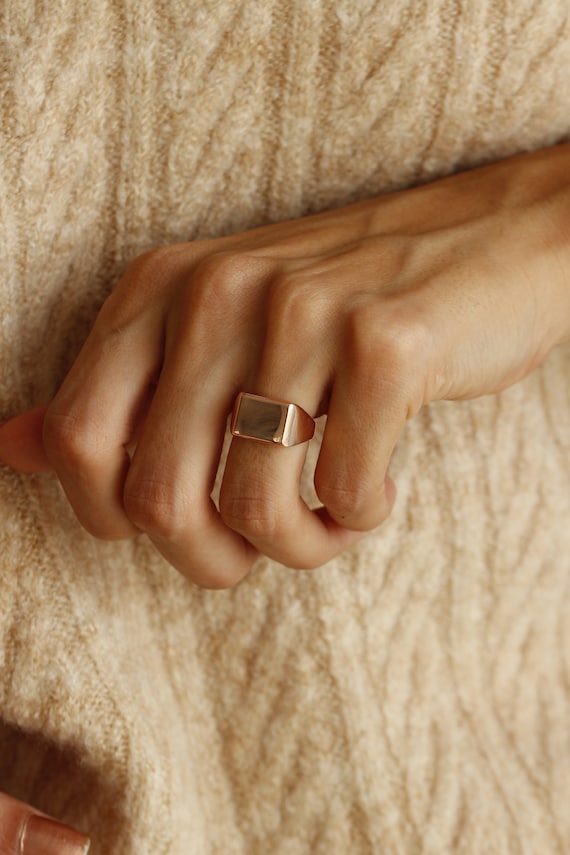 Silver Rectangle Signet Ring Rectangle Signet Ring Rectangle | Etsy