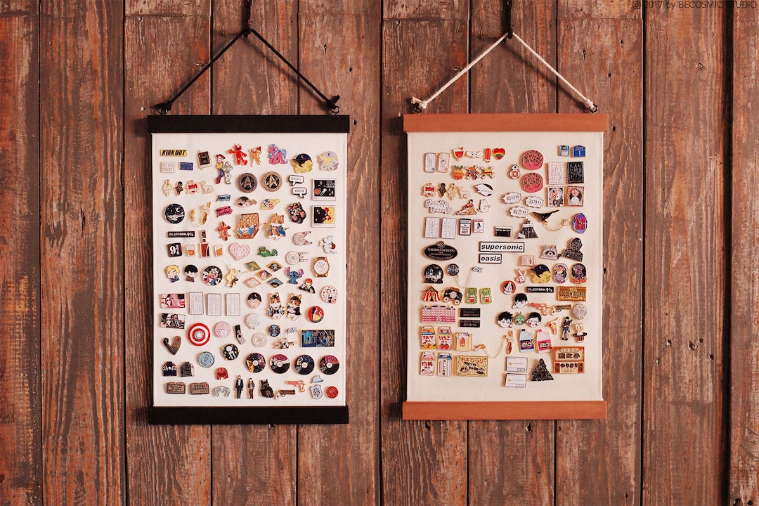 Enamel Pin Display Banner: Handcrafted Cotton Canvas & Birch Wood - Etsy
