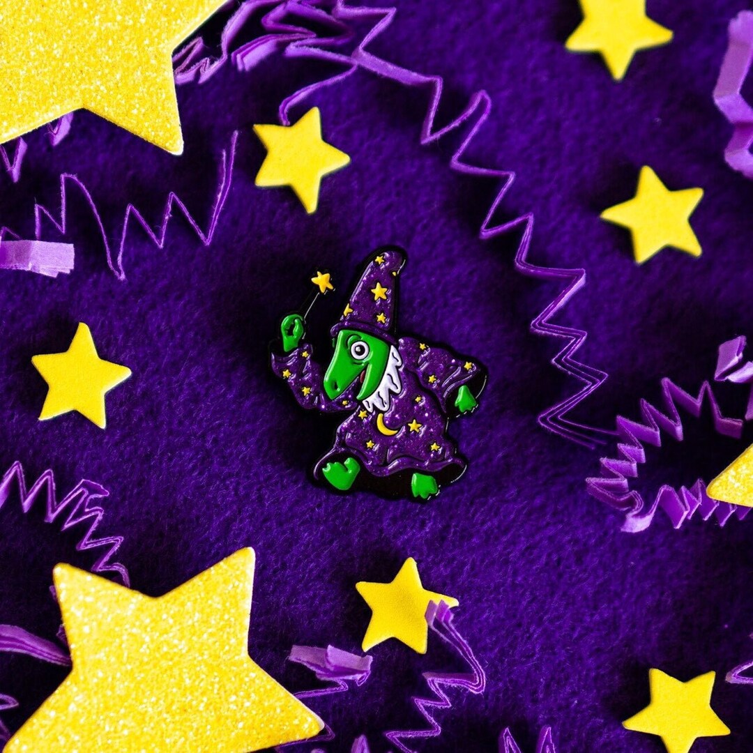 Lizard Wizard Glitter Enamel Pin - Etsy