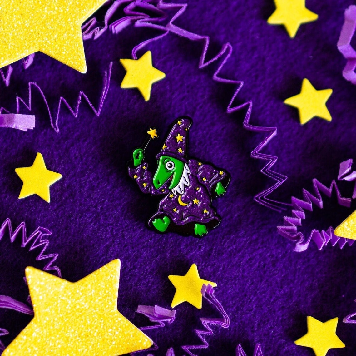Lizard Wizard Glitter Enamel Pin - Etsy