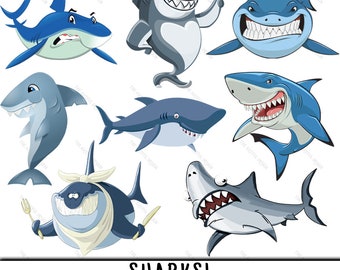 Shark clipart | Etsy