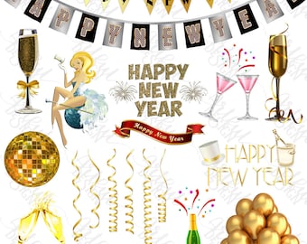 New Year Clip Art | Etsy