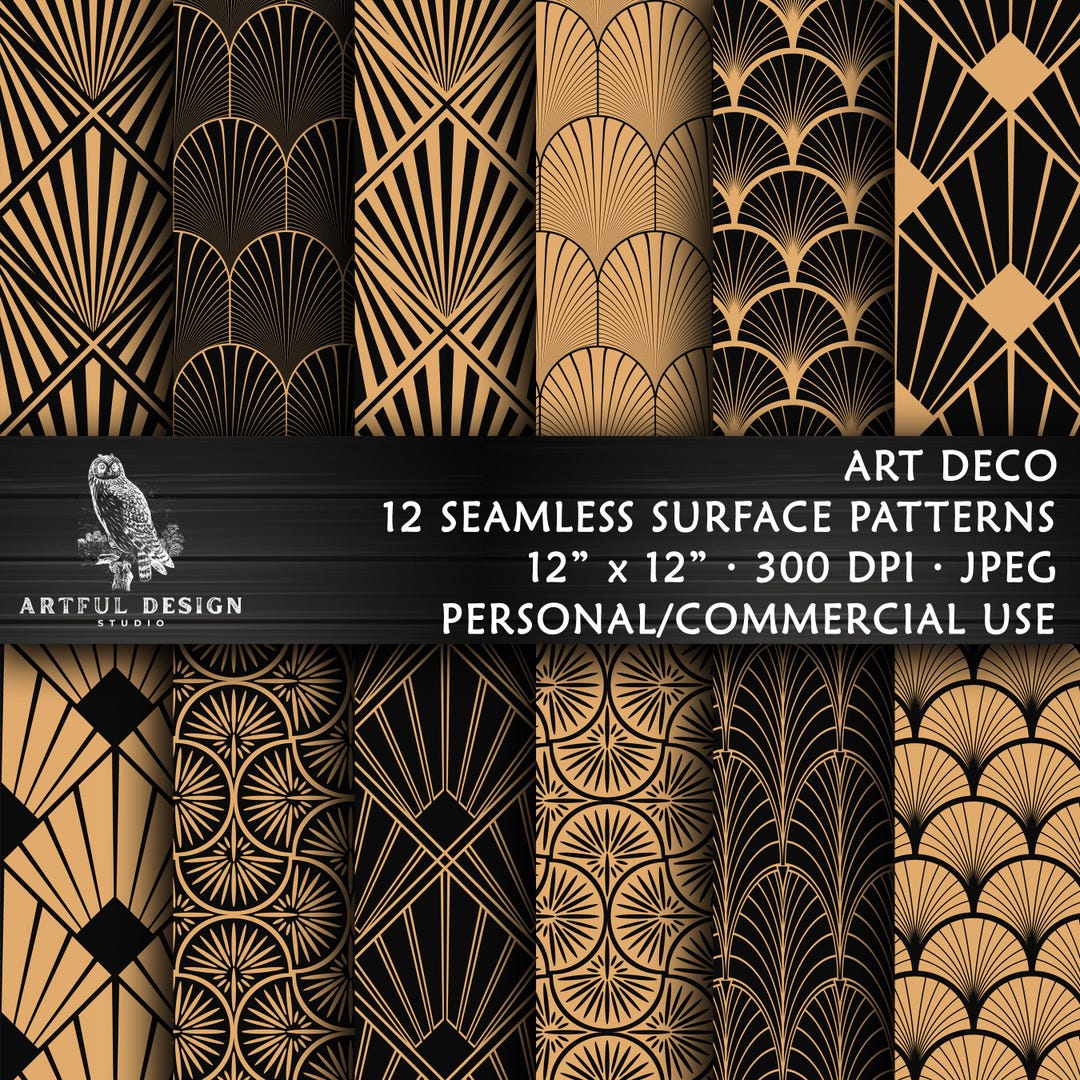 Seamless Art Deco Digital Paper - Art Deco Surface Pattern Design - Art ...
