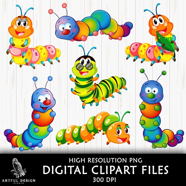 Caterpillar Clipart - Etsy