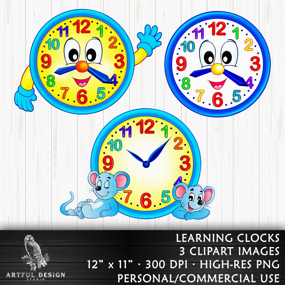 Cute Clock Clipart, Learning Clock PNG, Clip Art Clock Sublimation ...
