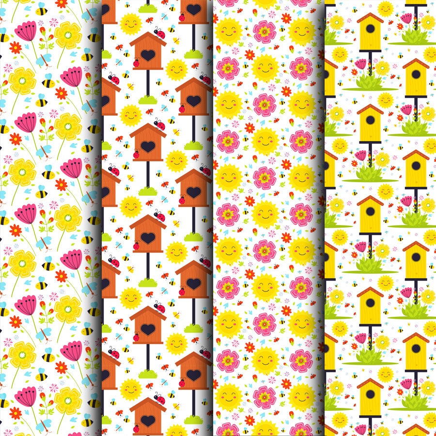 Spring Digital Paper Spring Scrapbook Paper Spring | Etsy
