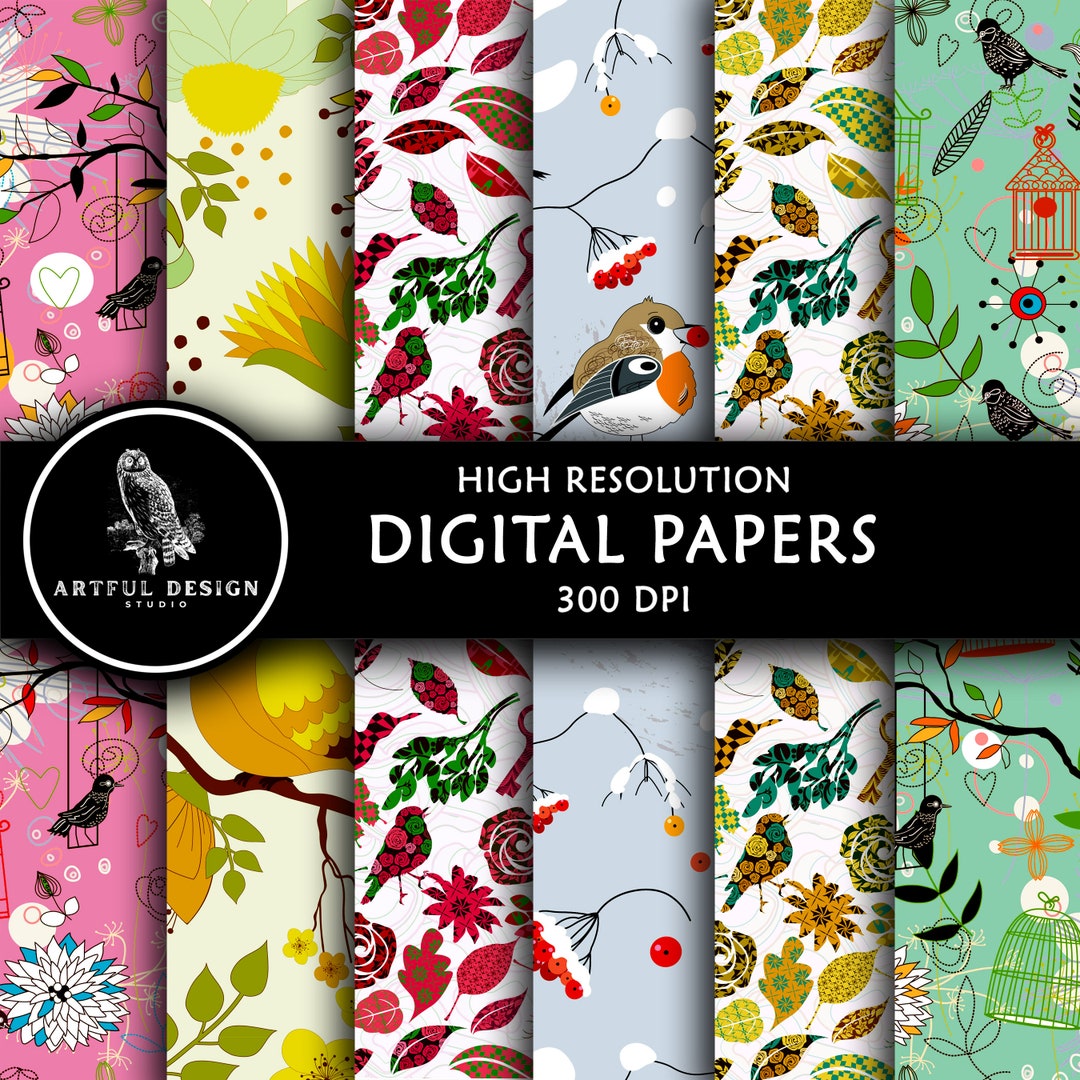 Bird Digital Paper Bird Scrapbook Paper Bird Print Paper - Etsy