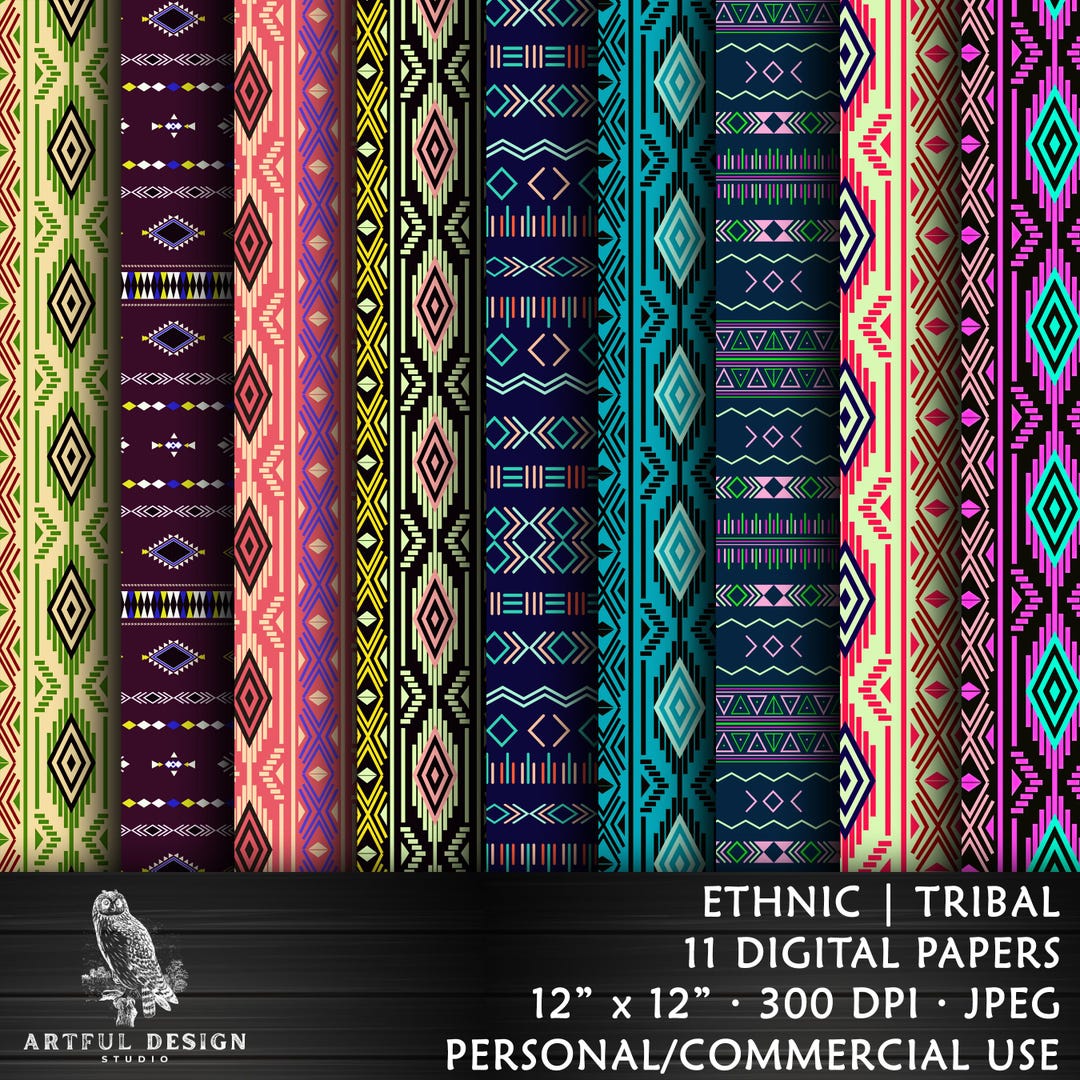 Tribal Digital Paper - Ethnic Digital Paper - Tribal Scrapbook Paper ...