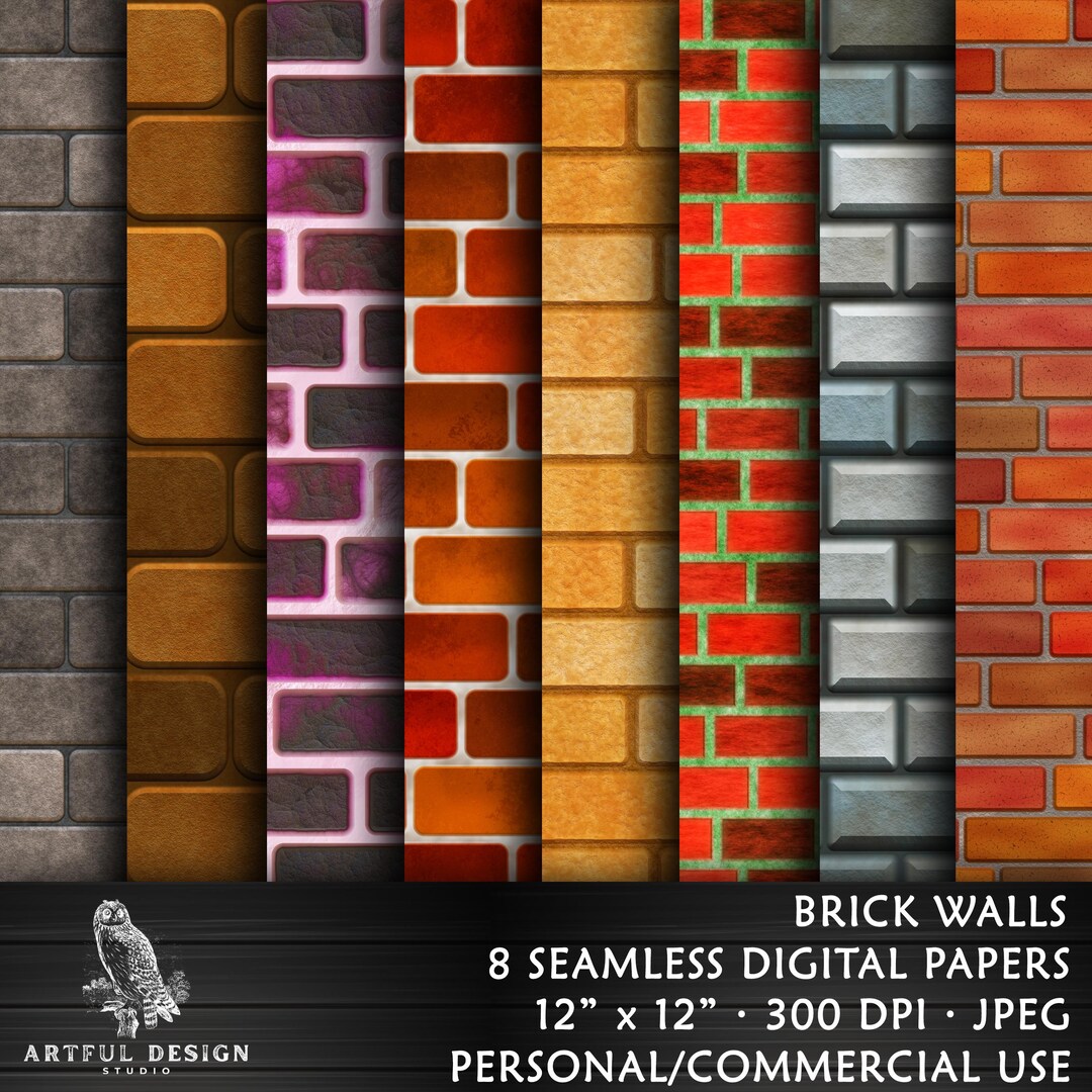 Seamless Brick Digital Paper, Brick Scrapbook Paper, Brick Paper, Brick ...