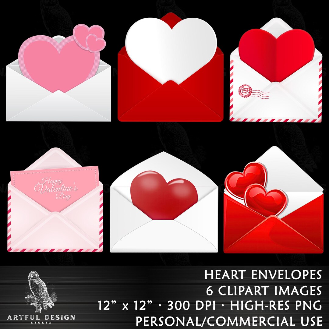 Valentine Heart Envelope Clipart, Valentine Envelope Clipart, Valentine ...