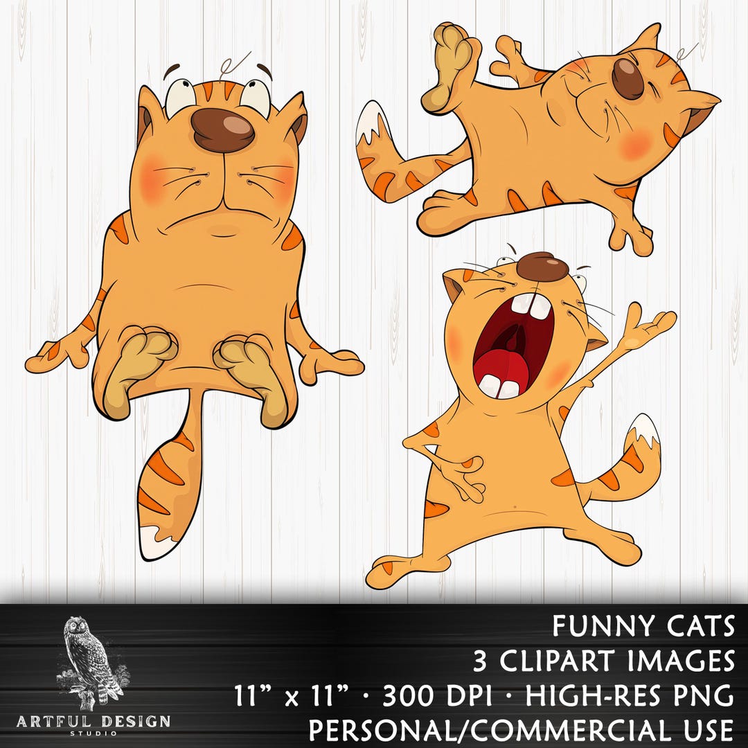 Funny Cat PNG, Funny Cat Clipart Digital Download, Cartoon Cat PNG ...