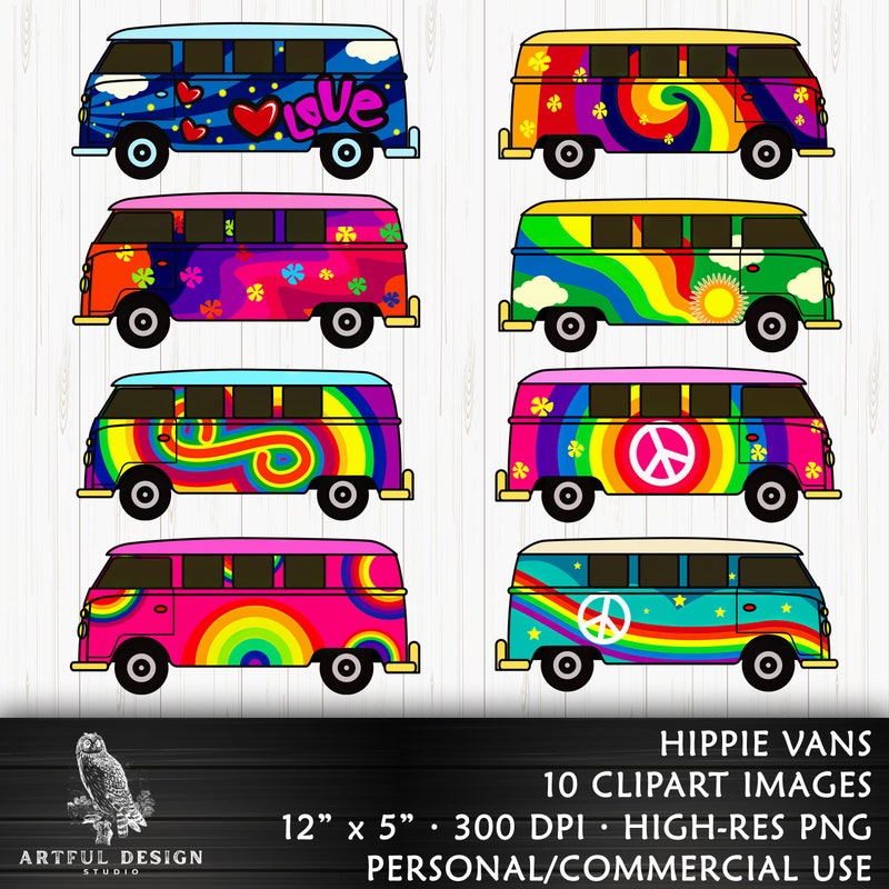 Hippie Van Clipart - Etsy