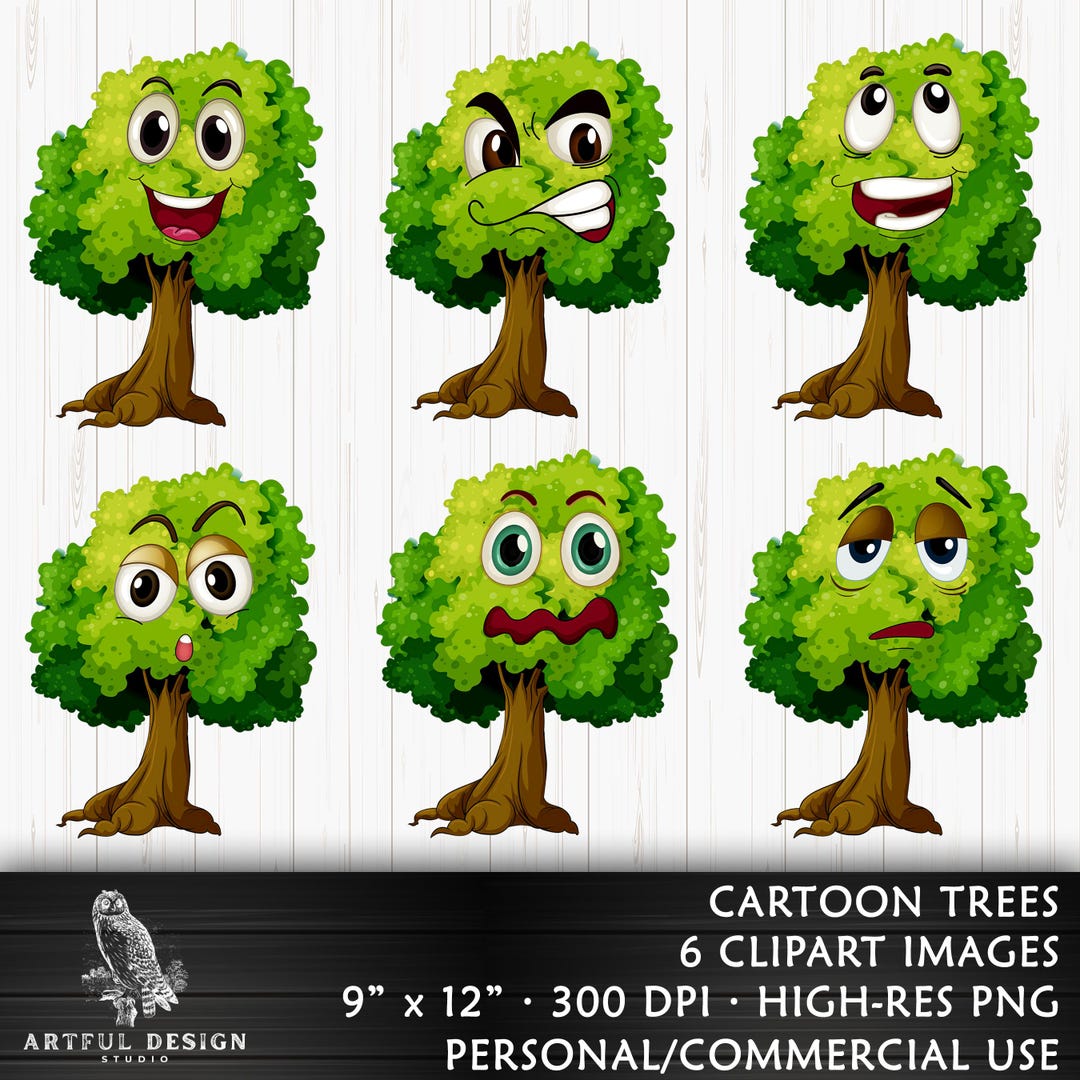 Cartoon Tree Clipart, Cartoon Tree PNG, Funny Tree, Cartoon Tree ...