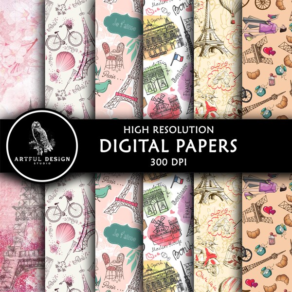 Digital Paper Paris - Etsy
