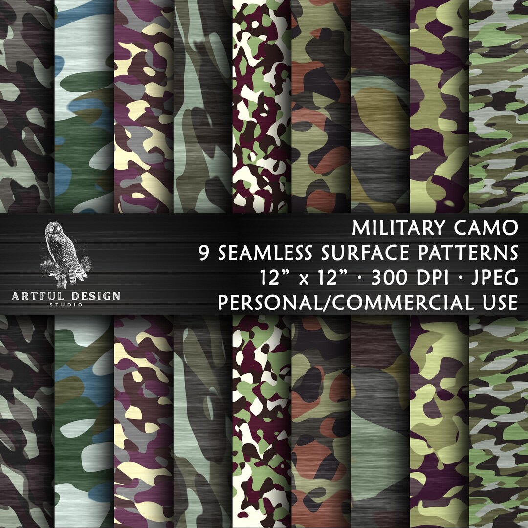 Seamless Camo Digital Paper - Military Camo Surface Pattern Design ...