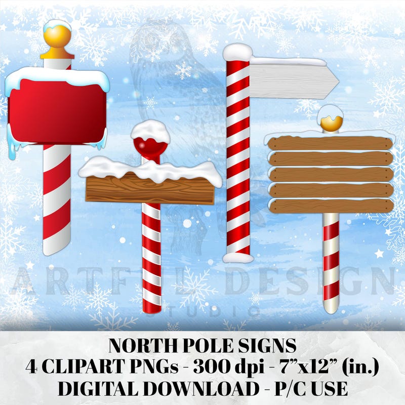 North Pole Sign Clipart - Etsy