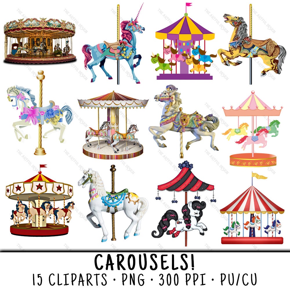 Carousel Clipart Carousel Clip Art Merry Go Round Horse | Etsy
