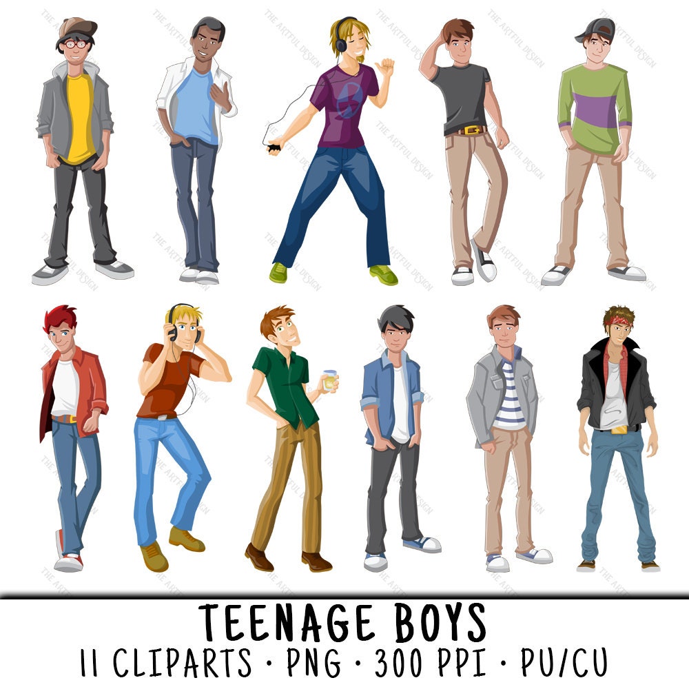 Boy Clipart Teen Boys Clipart Boy Clip Art Teen Boys Clip | Etsy