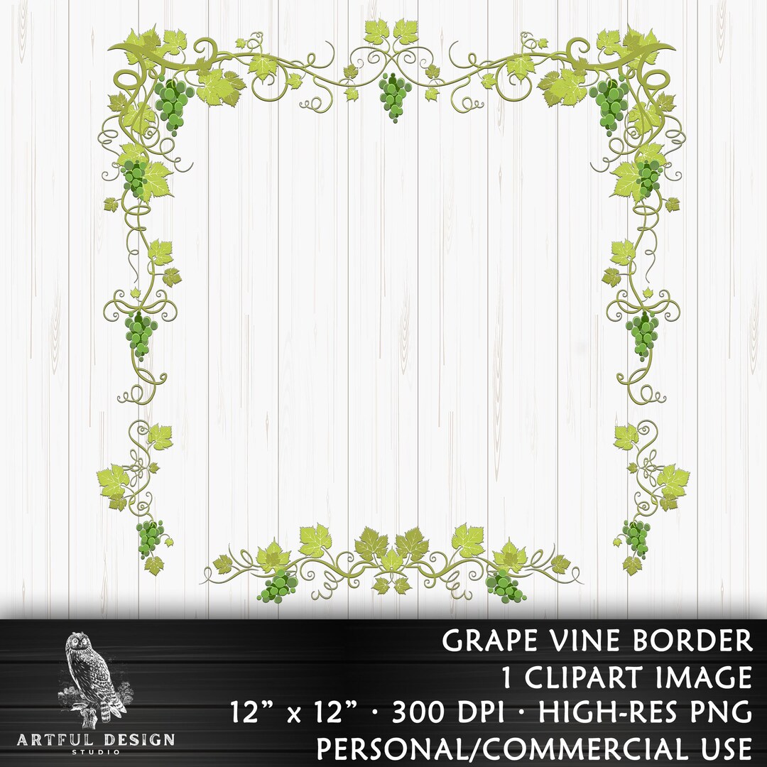 Digital Grapevine Border Clipart, Grapevine Border PNG, Grape Vine Clip ...