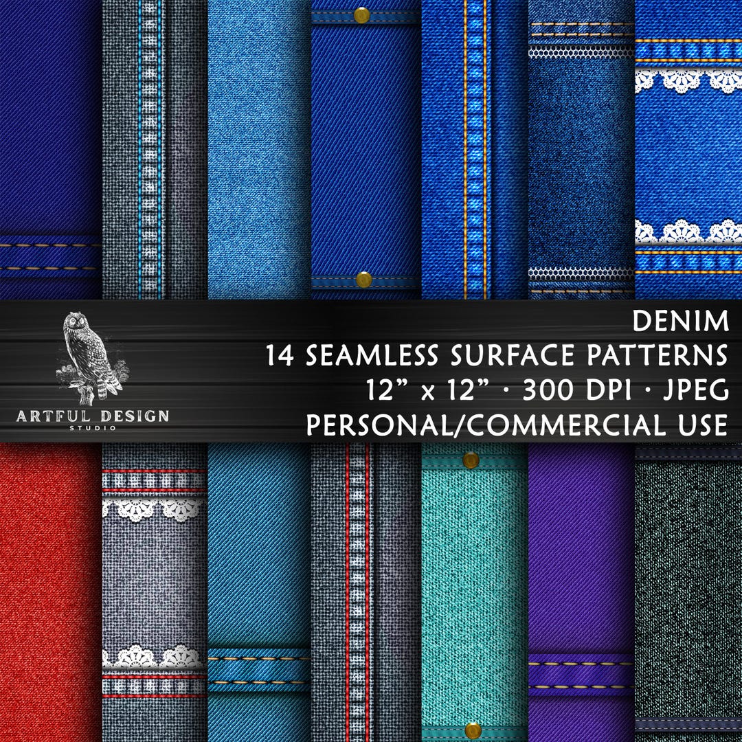 Seamless Denim Digital Paper - Denim Surface Pattern Design - Denim ...