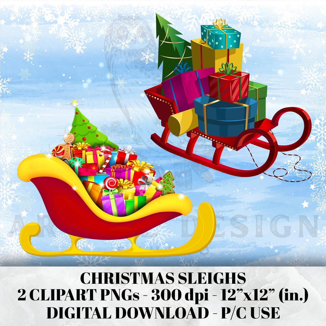 Christmas Sleigh Clipart, Christmas Sleigh PNG, Christmas Sleigh With ...