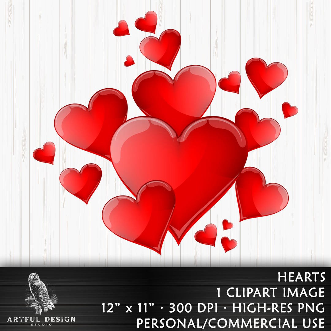 Digital Valentine Heart Clipart, Cartoon Heart PNG, Heart Clip Art ...