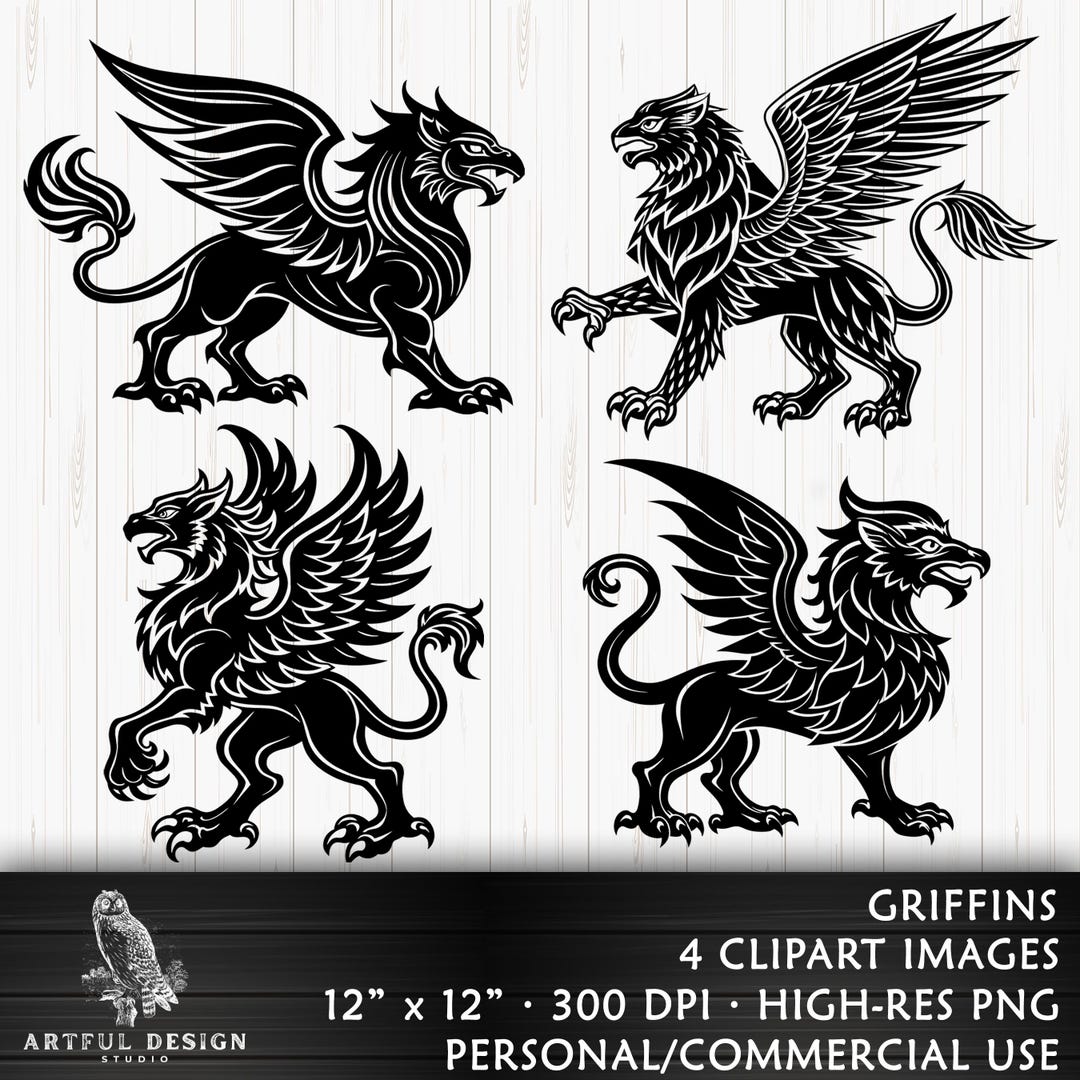 Digital Griffin Clipart, Griffin PNG, Griffin Silhouette, Griffin Clip ...