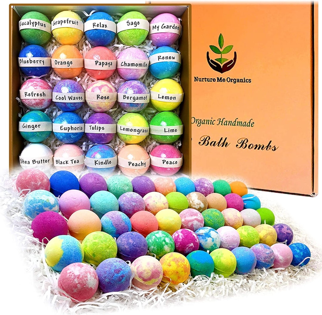 Bath Bombs 50, 40, 36, and 24 Piece Gift Set. Individually Wrapped ...