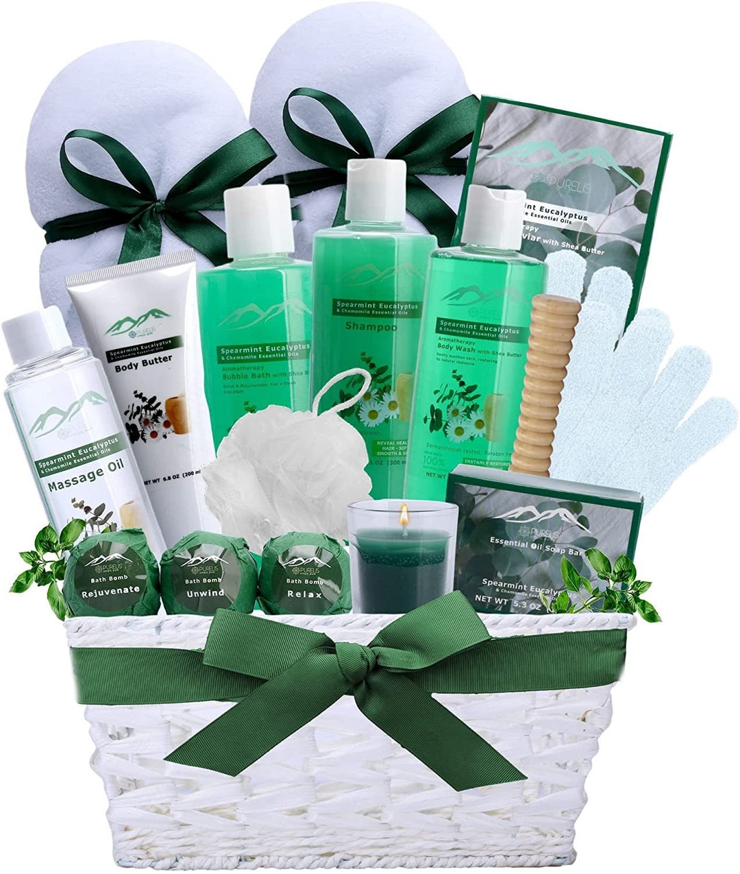 Bath & Body Spa Gift Basket. Spearmint Eucalyptus Aromatherapy ...