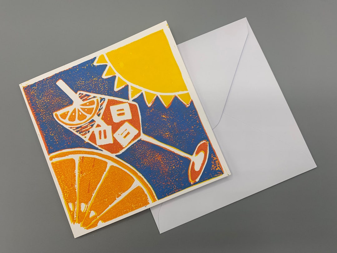 Aperol Spritz Card Linocut Limited Edition Print for Fathers Day ...
