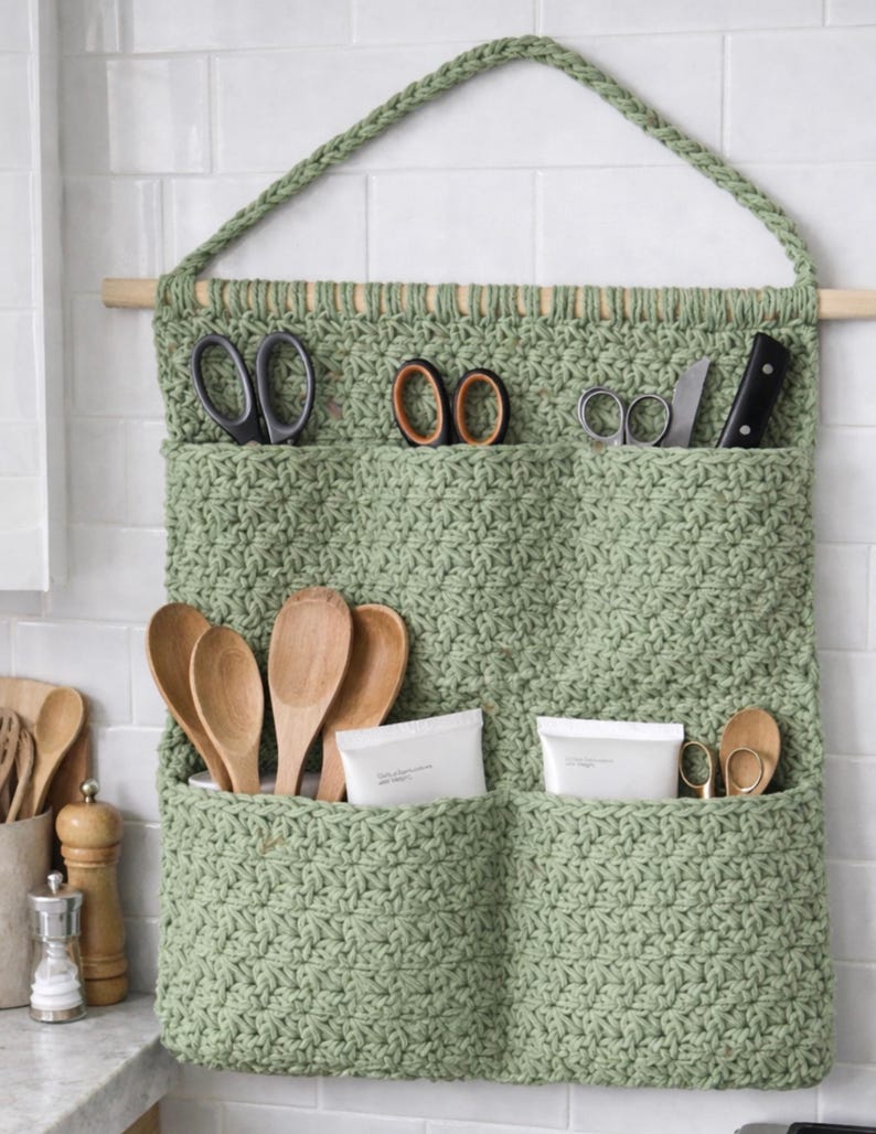 Crochet Wall Organizer Pattern – Hanging Storage With 2 Stitch Options ...