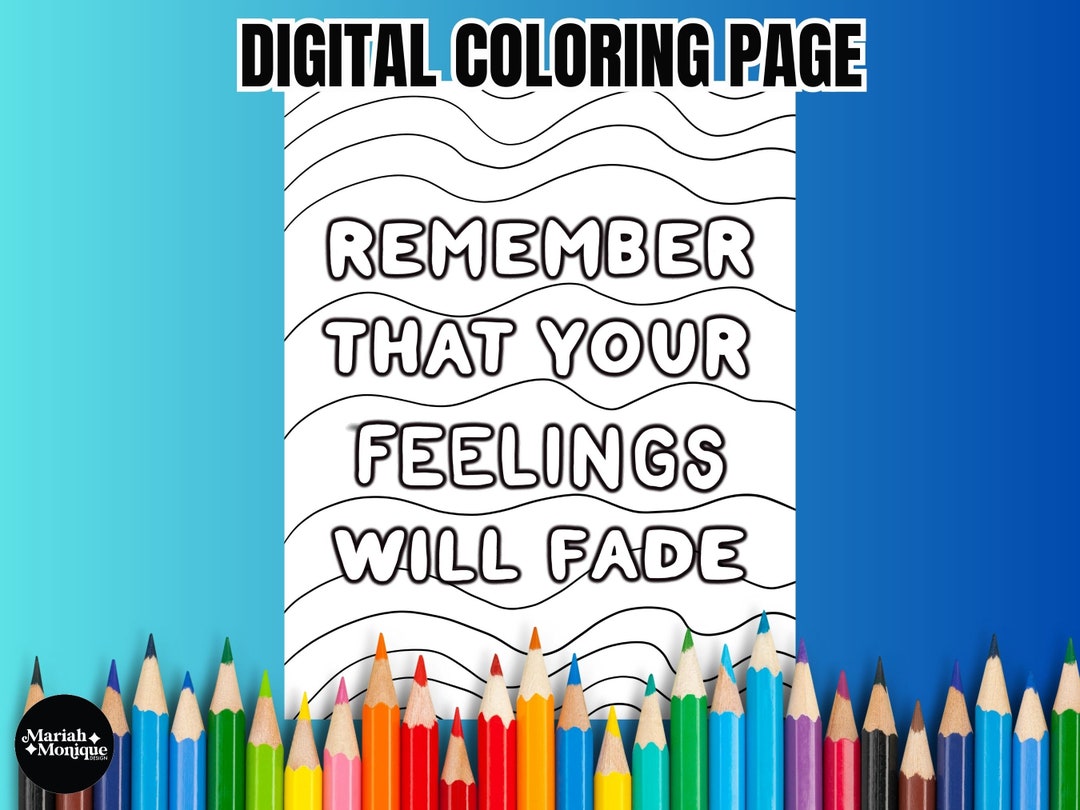 Coloring Page Instant Download Digital Mental Health Inspiring Stress ...