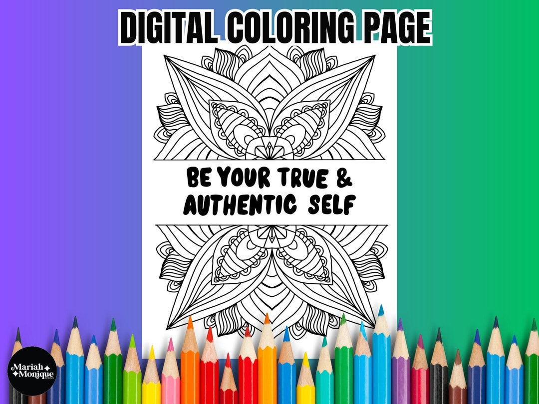 Inspirational Self Love Mandala Coloring Page, Digital Download, Stress ...