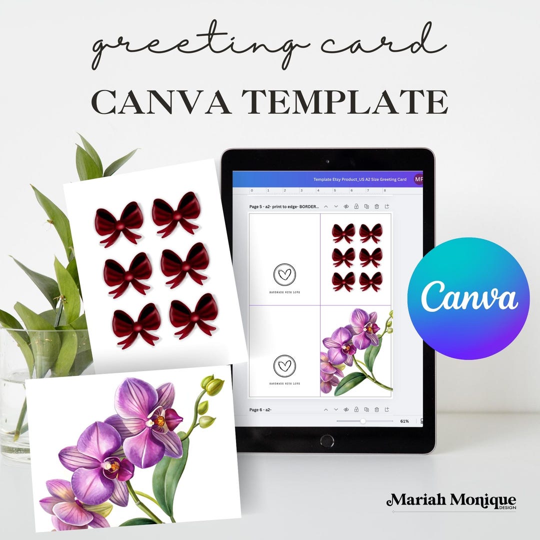 Greeting Card Canva Template | A2 4.25x5.5 & 5x7 Card Layout | Digital ...