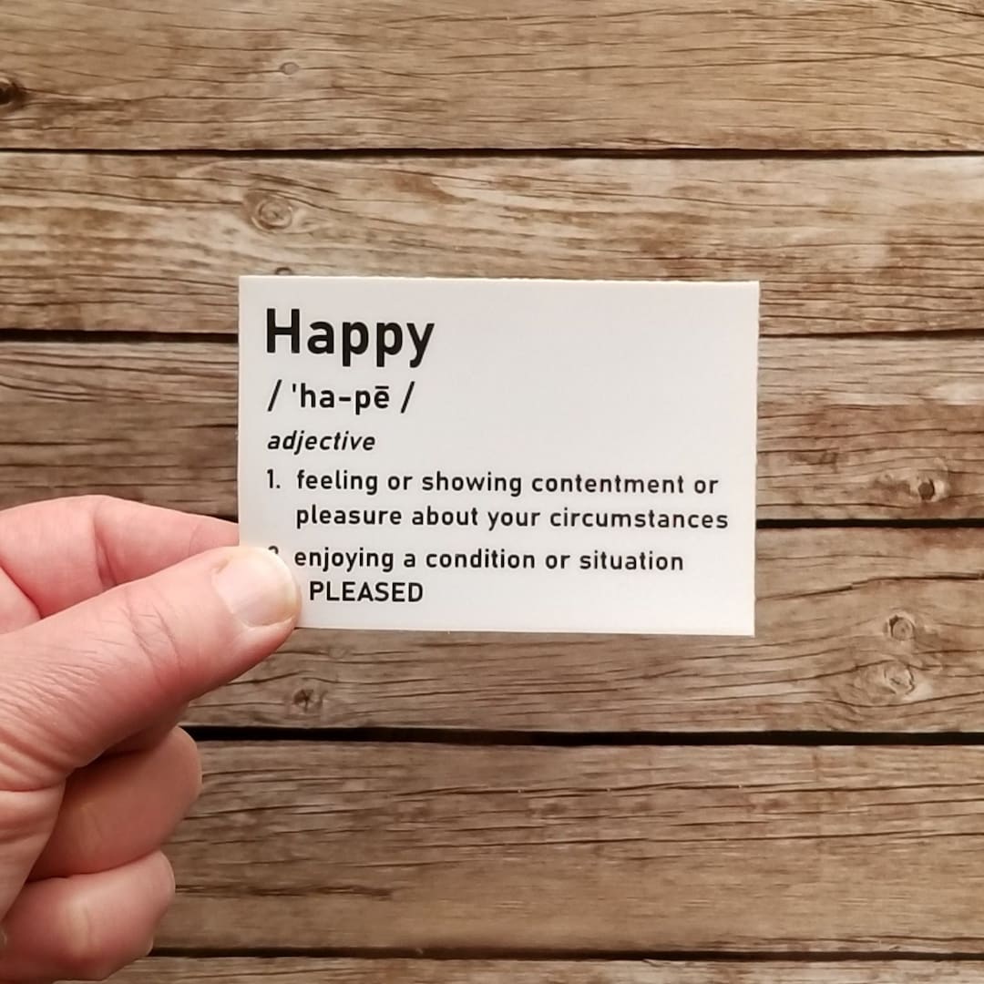 Happy Definition Sticker, Words With Meaning, Waterproof, Laptop Bottle ...