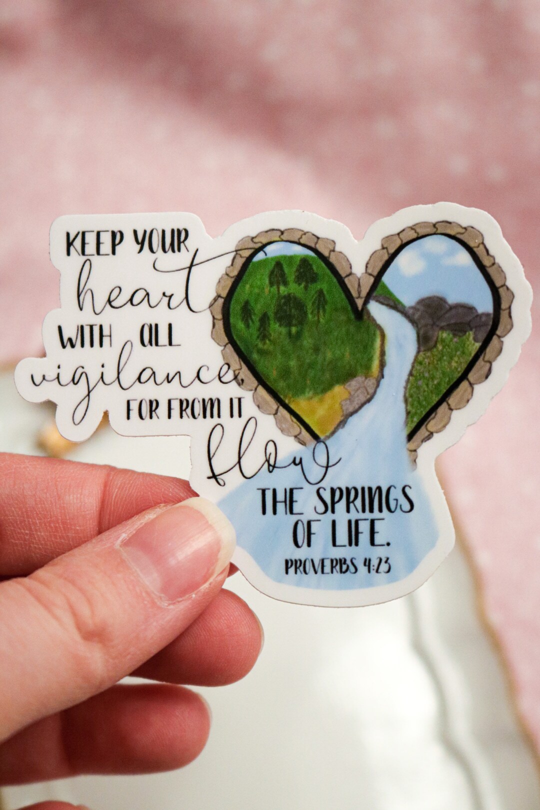 Keep Your Heart With All Vigilance Sticker, Faith Sticker, Bible Verse ...