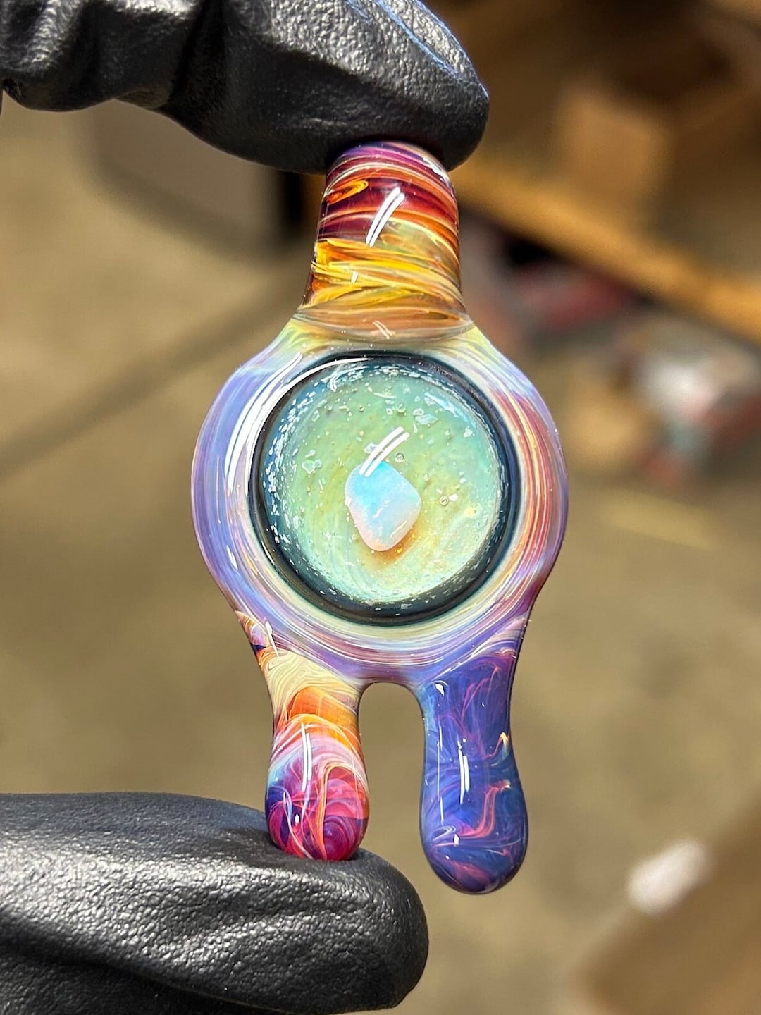 Glass Pendant, UV Reactive Glass Pendant, Drip Pendant, Opal Pendant ...