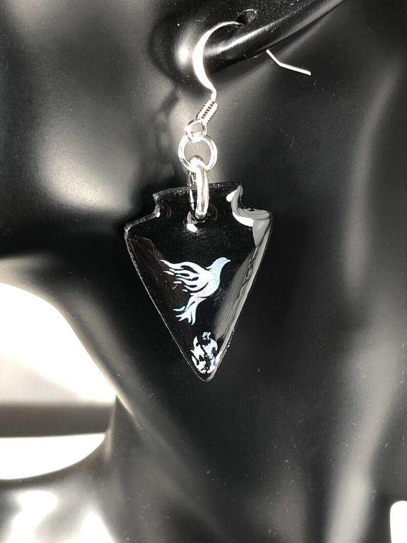 Black Arrowhead With Phoenix Hologram Polymer Clay and UV - Etsy UK