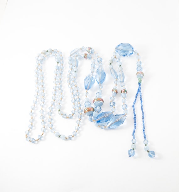 1920s Art Deco Sky Blue Crystal Flapper Necklace: Han… - Gem