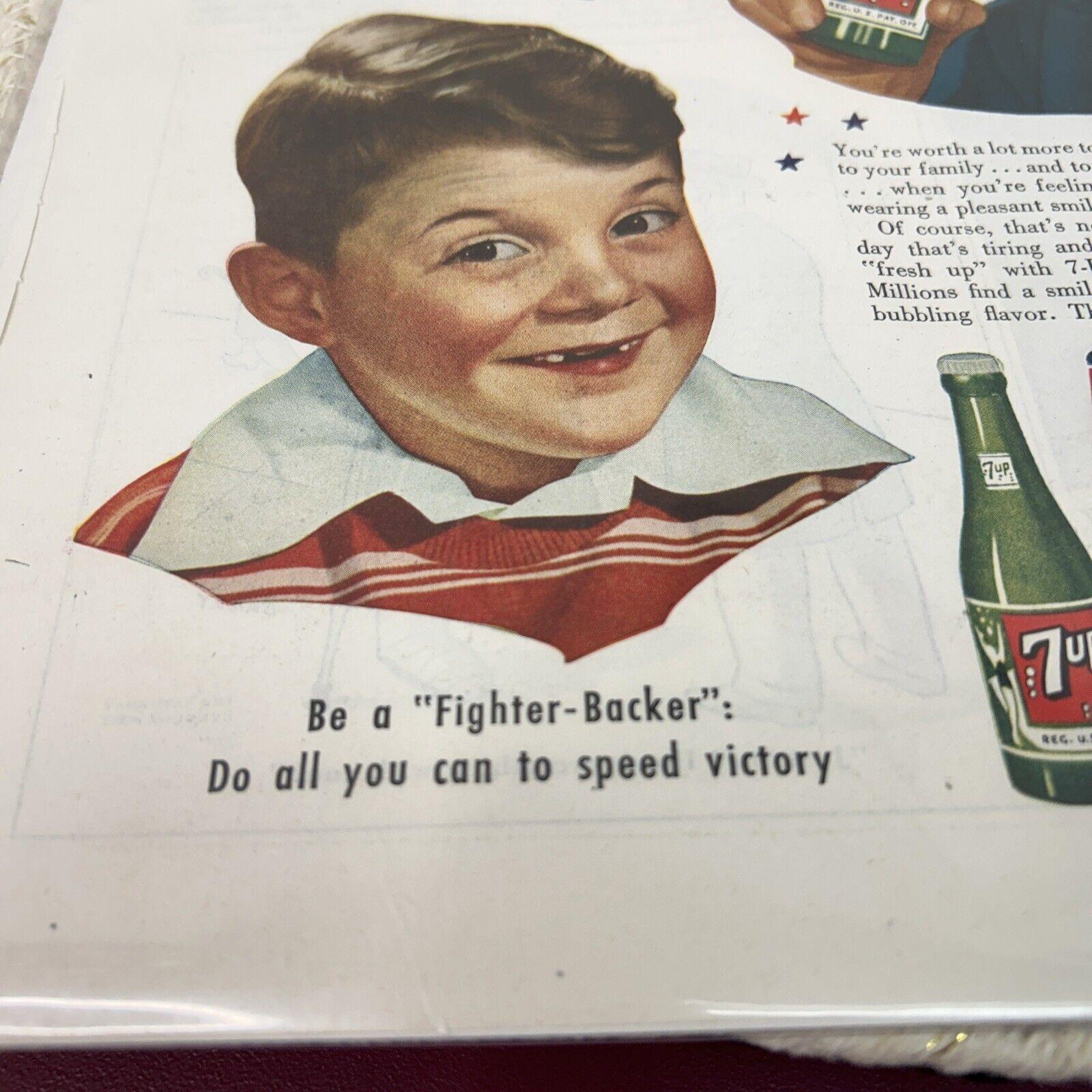 Vintage Paper Advertisement, 14X11 7up, Fresh up and Feel Chipper 1944 ...
