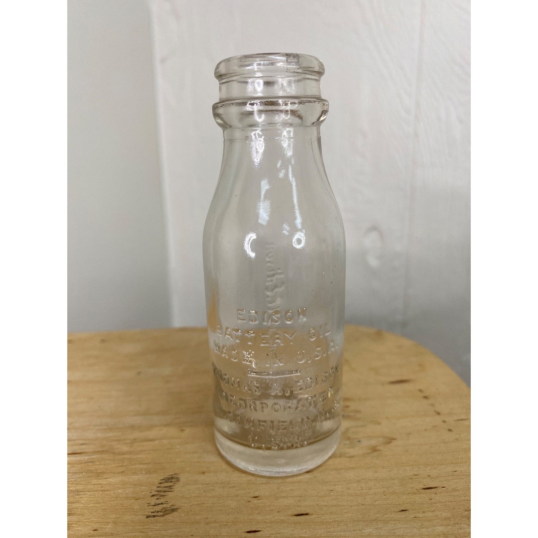 Antique Thomas A Edison Battery Oil Bottle 1911-1914 - Etsy