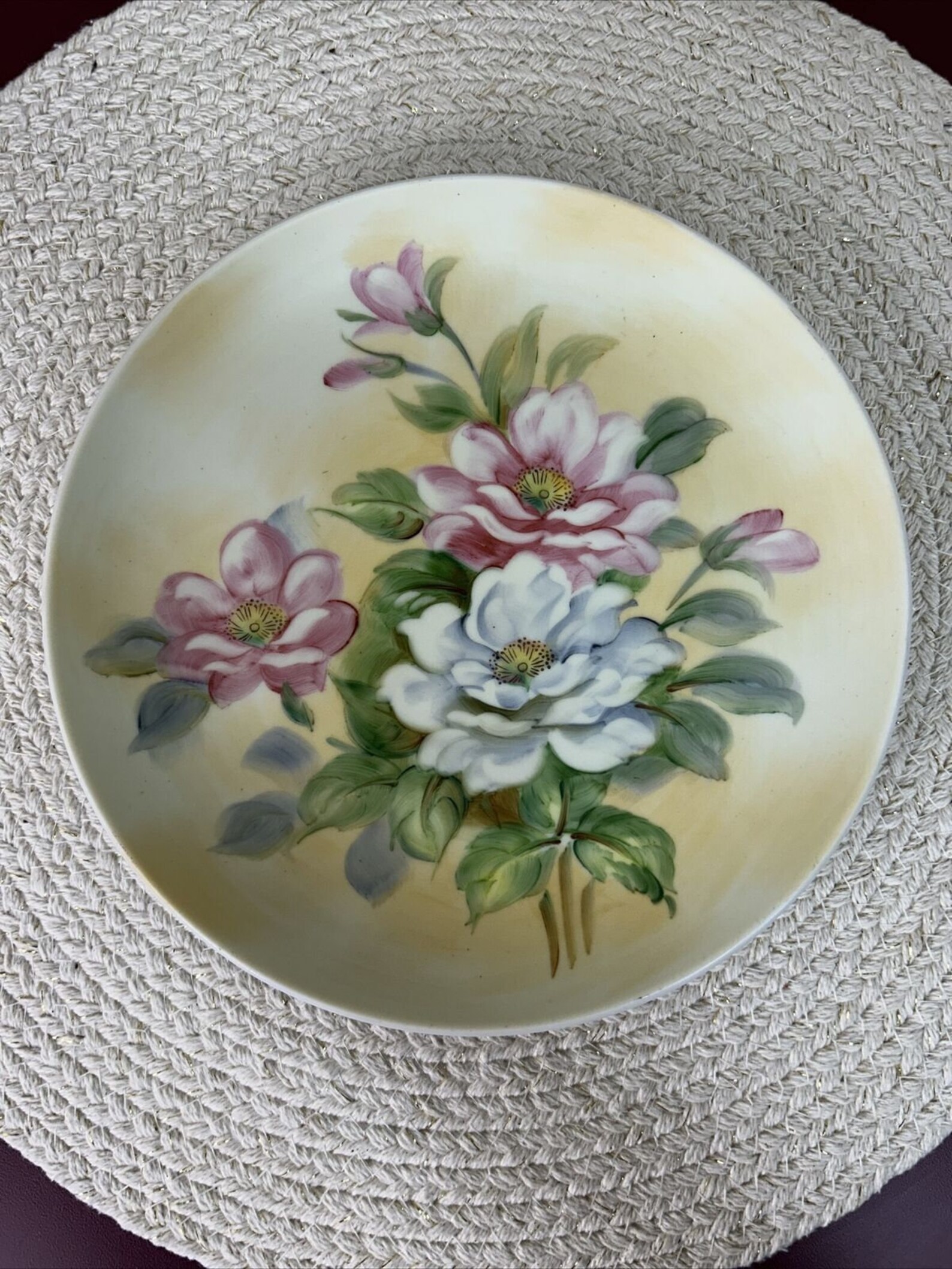 Vintage Lefton Porcelain China Plate SL5936 Pink Blue Hand Painted ...