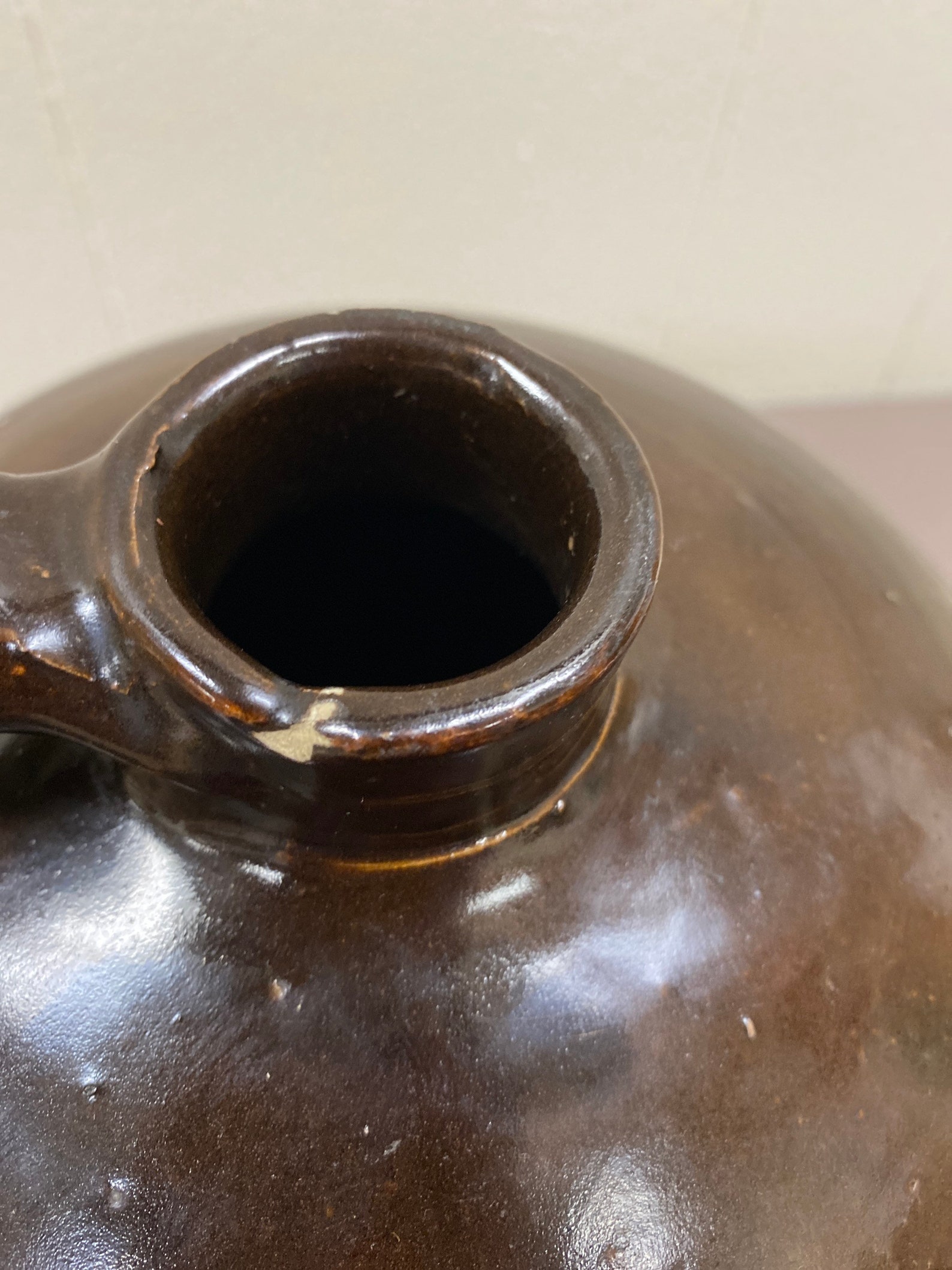 Primitive Clay Moonshine Hillbilly Jug With Handle 8” Little Brown Jug ...