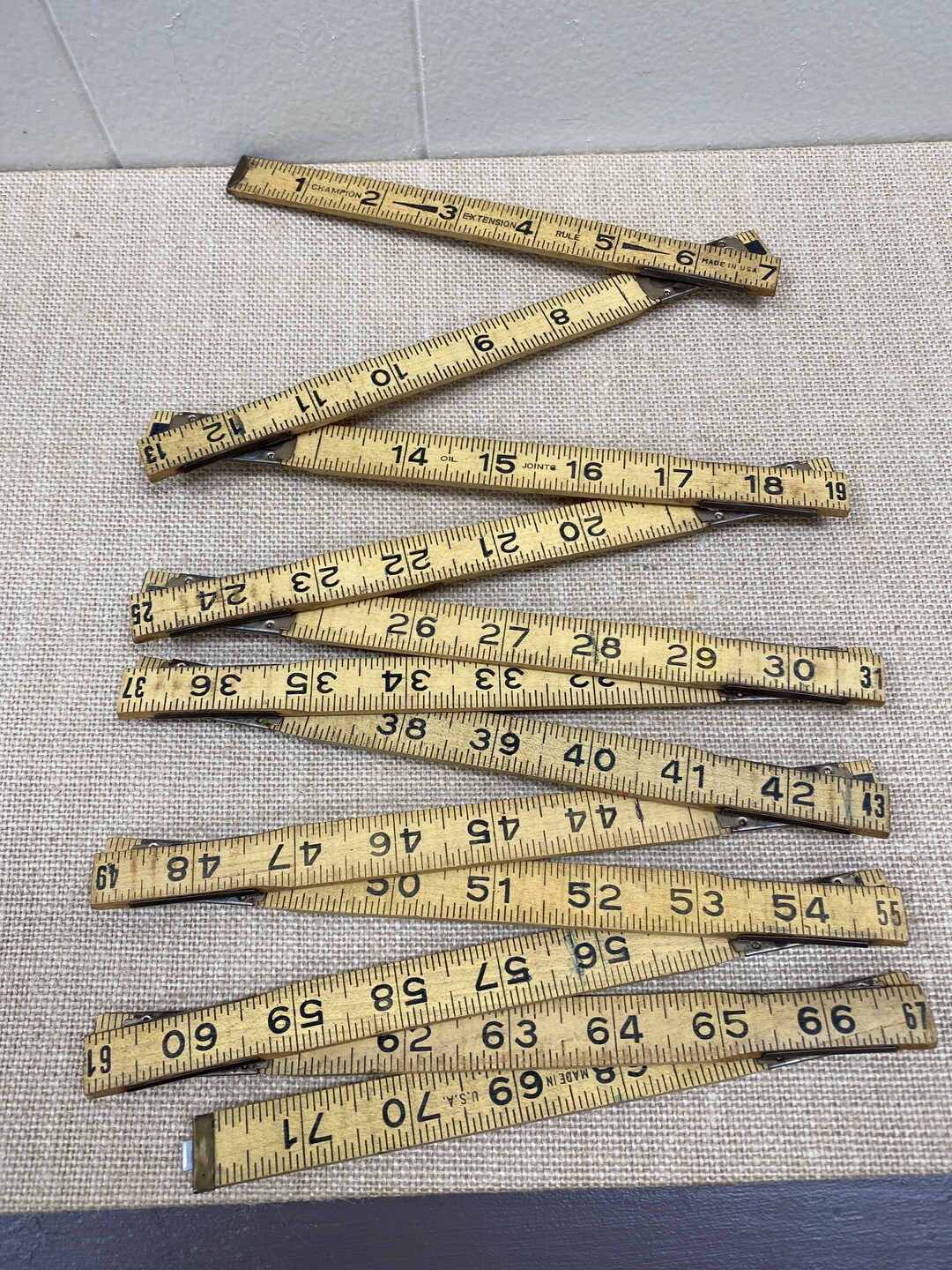 Vintage Folding Champion Extension Ruler Wood With Metal Joints Made in ...
