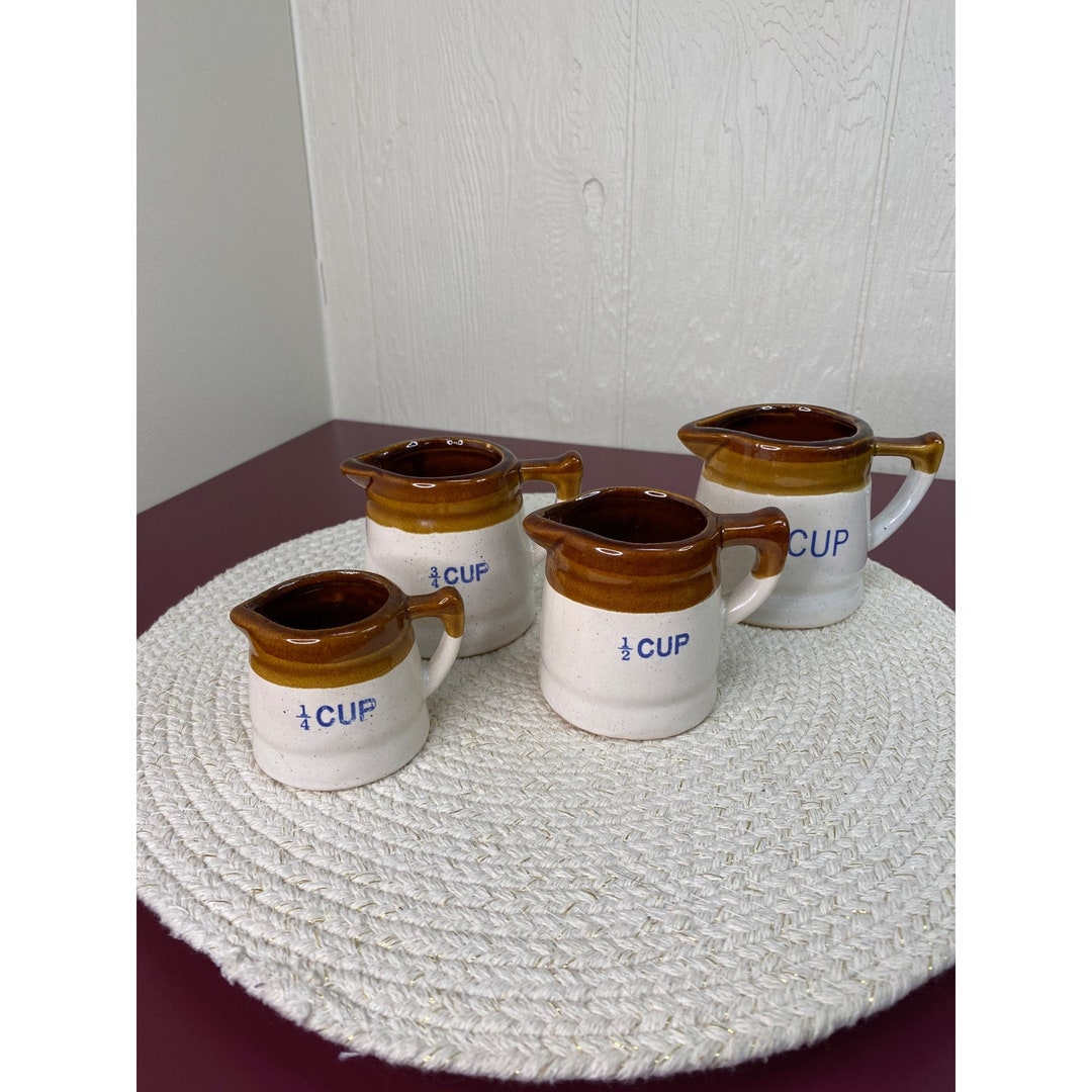 Set of 4 Brittany Cook N Serve Stoneware Measuring Cups Pitchers ...