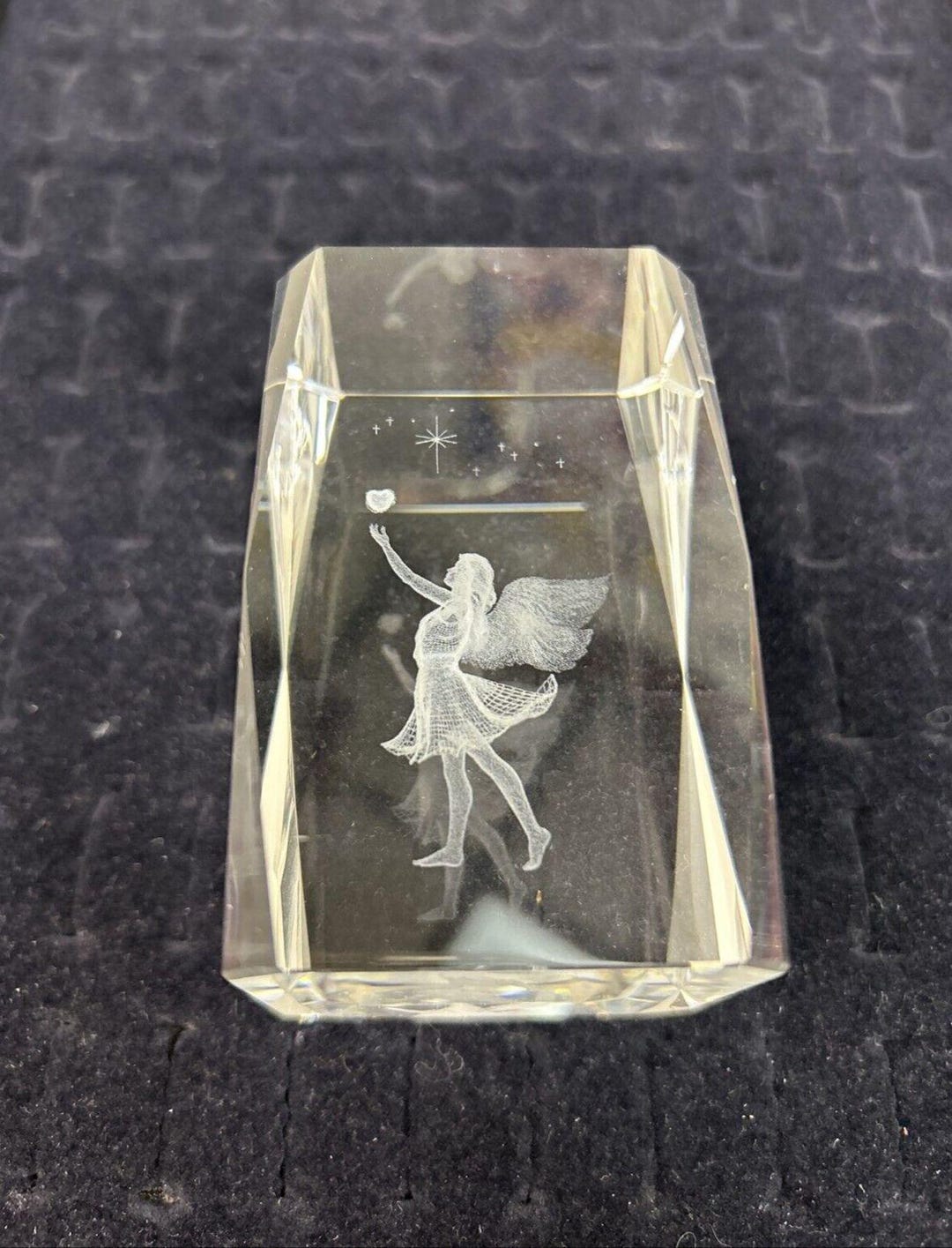 3D Laser Etched Crystal Glass Cube Angel With Stars Paperweight - Etsy
